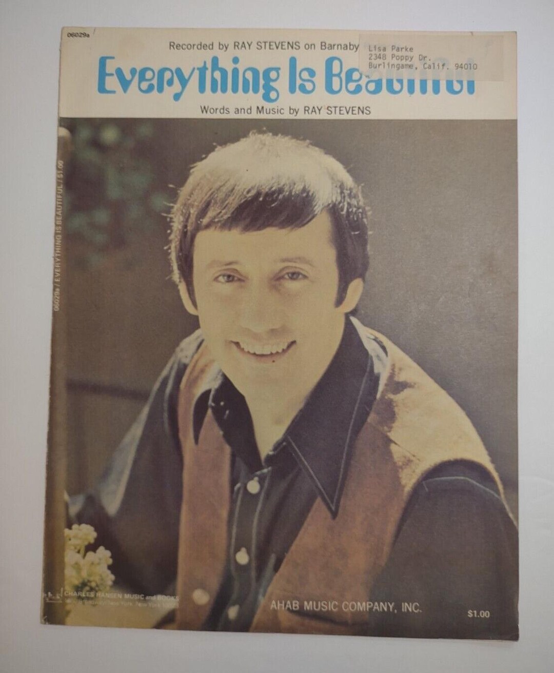 Everything is Beautiful Ray Stevens Sheet Music 1970 Soft Rock Pop Song ...