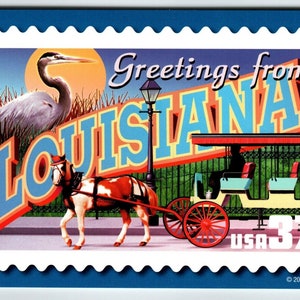 Greetings From Louisiana Large Letter Chrome Postcard USPS - Etsy