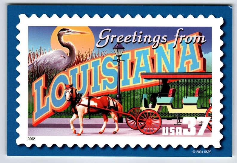 Greetings From Louisiana Large Letter Chrome Postcard USPS - Etsy