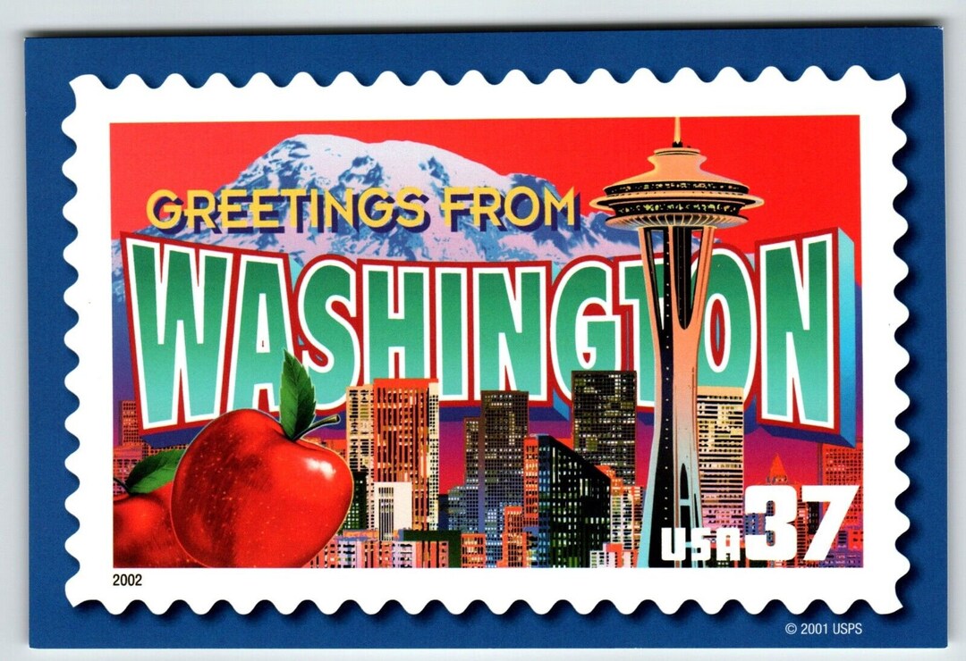 Greetings From Washington Large Letter Chrome Postcard USPS - Etsy
