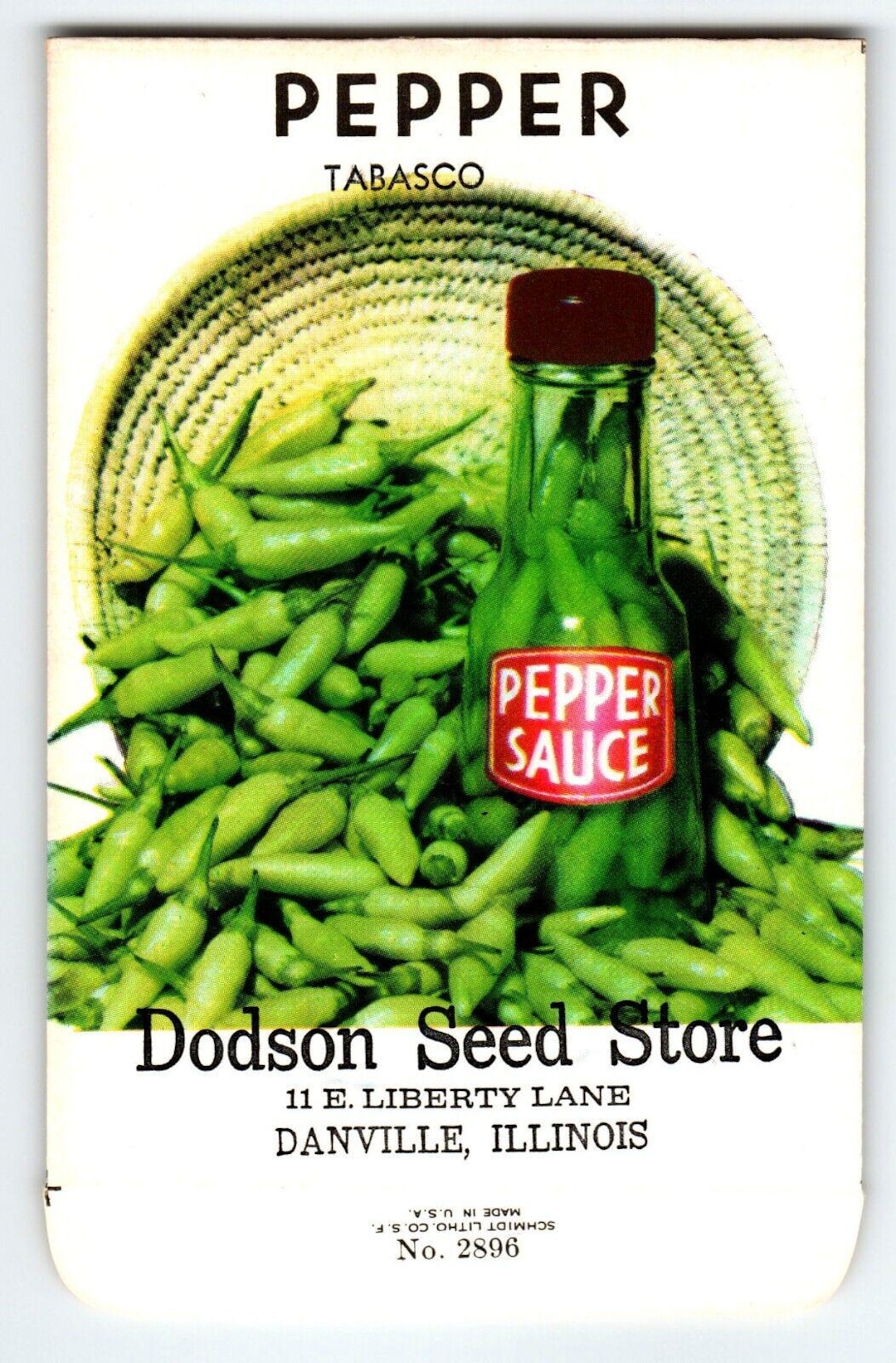 Dodson Seed Store Pepper Tabasco Packet EMPTY Envelope Vintage Danville ...