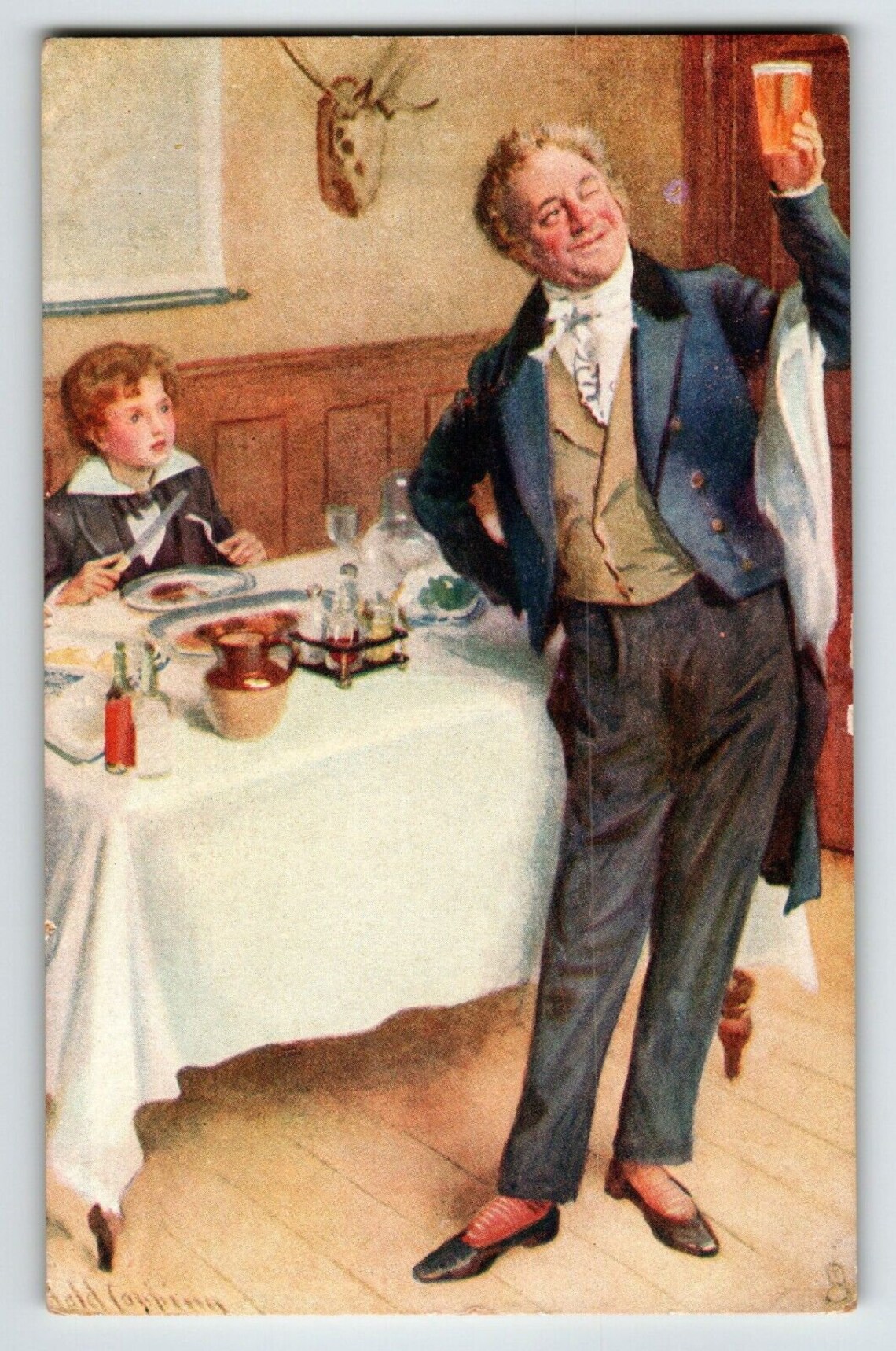 Charles Dickens Raphael Tuck Postcard 3406 David Copperfield & Waiter H ...