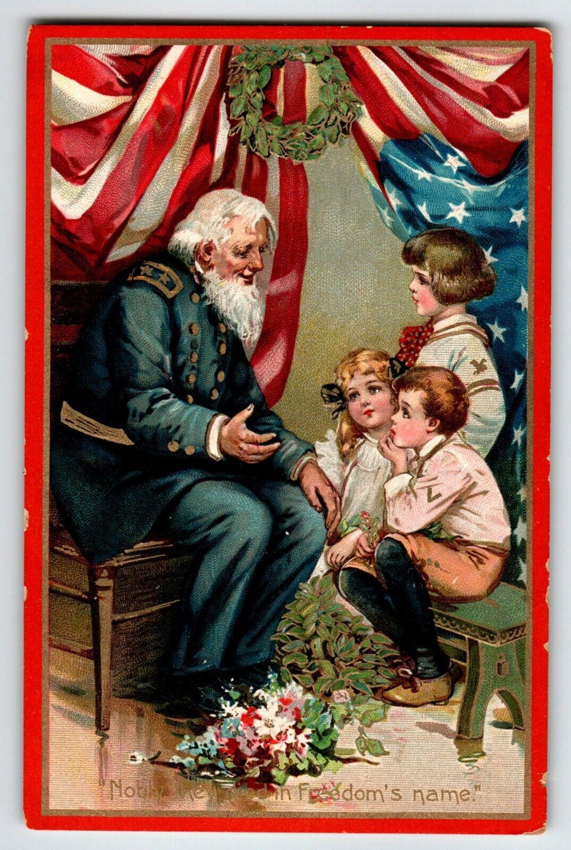 Memorial Decoration Day Postcard Frances Brundage Veteran Children ...