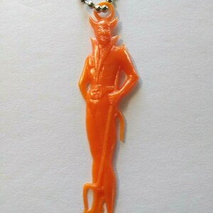 Halloween Plastic Devil Satan Keychain Charm Gothic Horror Gift Orange ...