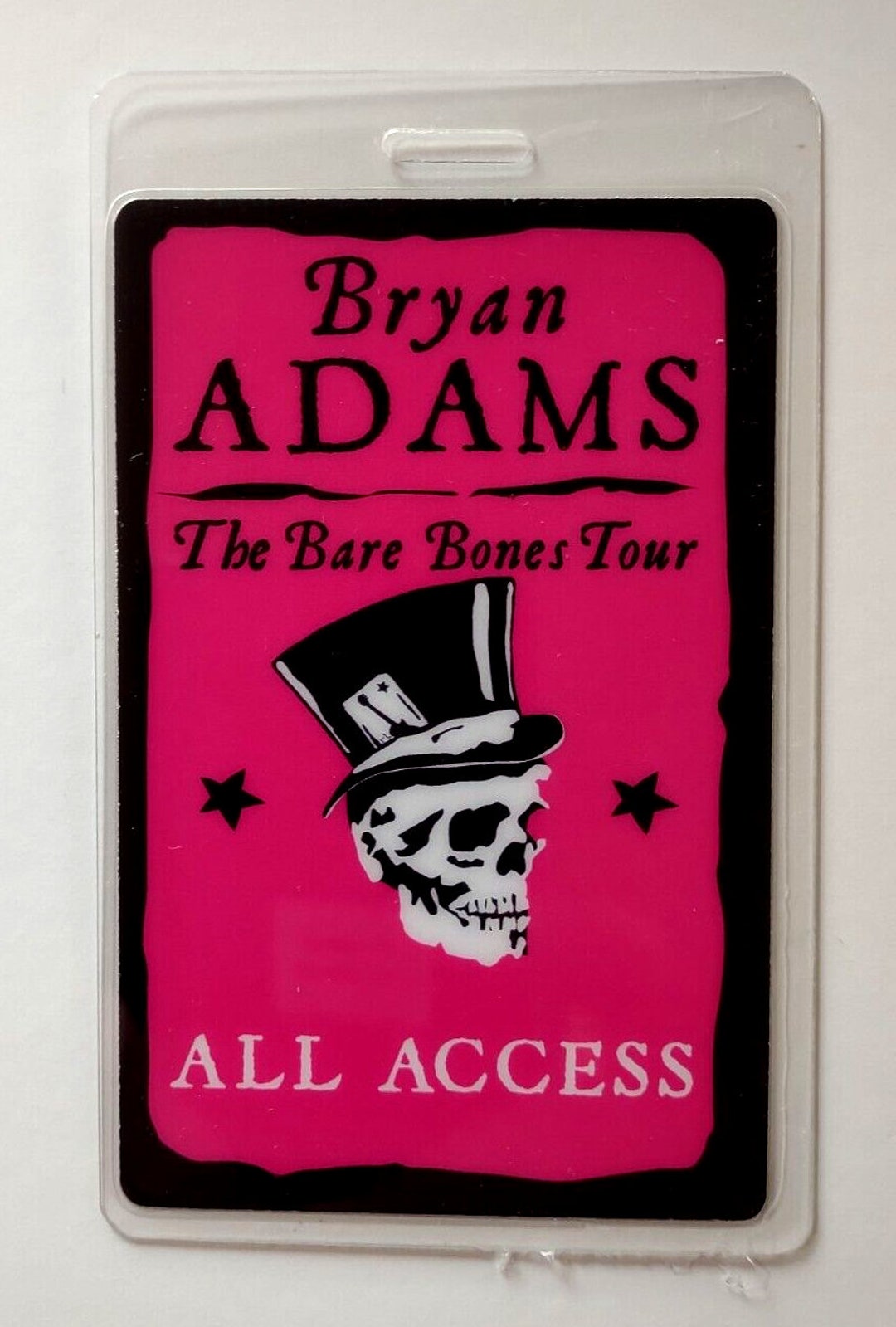 Bryan Adams the Bare Bones Tour Backstage Pass Laminated Skull Skeleton ...