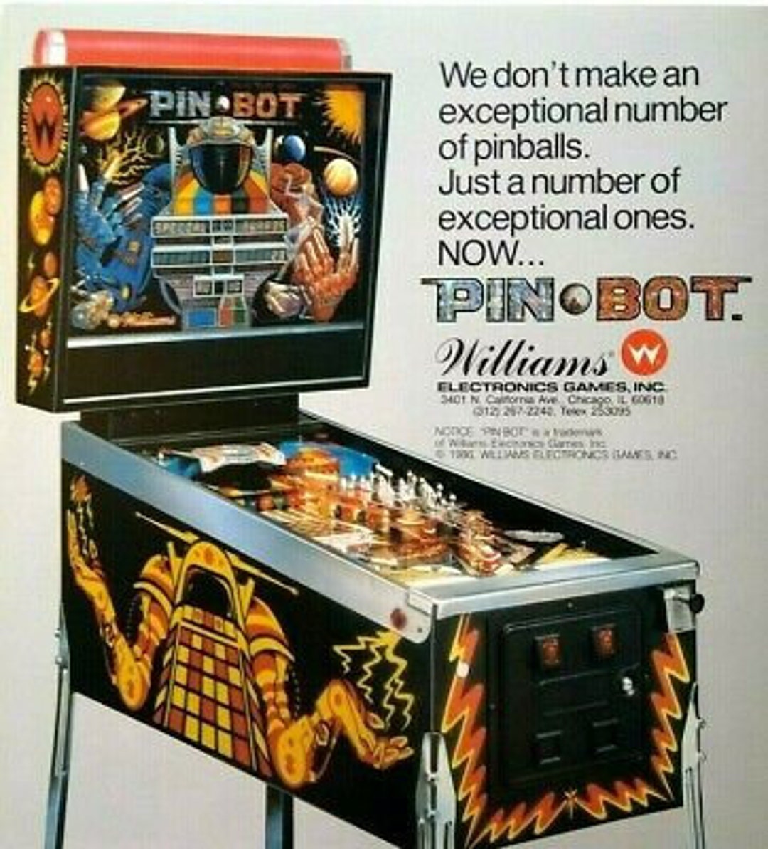 Pinbot Pinball Flyer Original 1986 Space Age Robot Game - Etsy