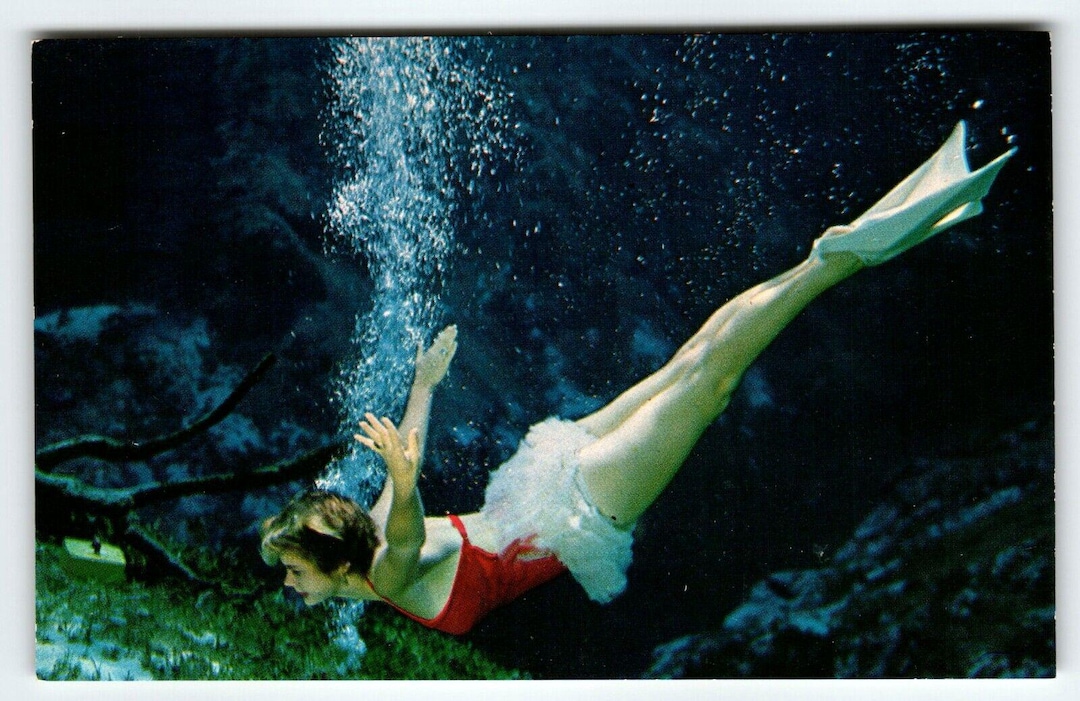 Weeki Wachee Mermaid Florida Postcard Women Underwater Acrobat Chrome ...