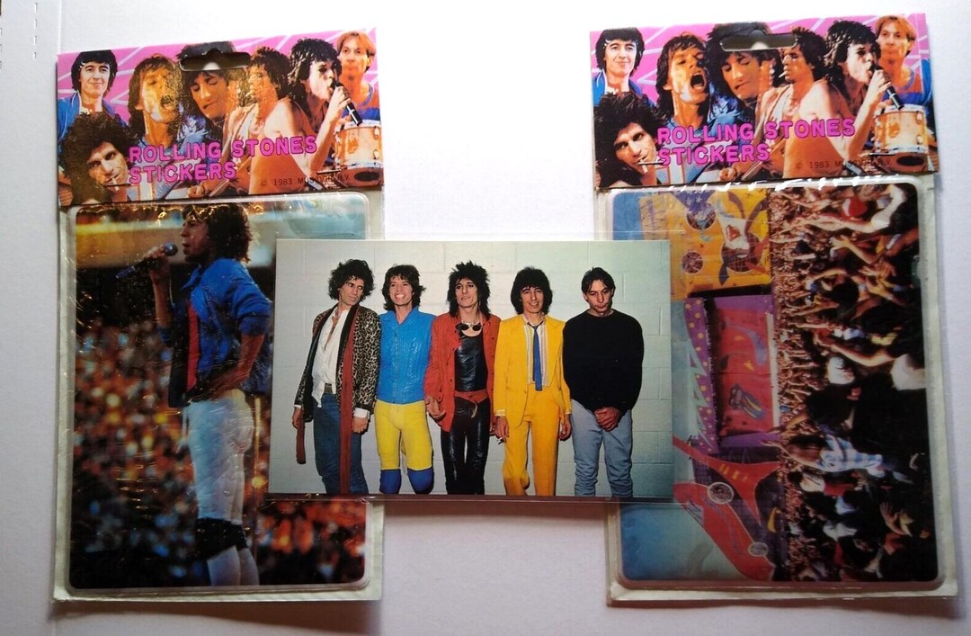 Rolling Stones Large Photo Stickers & Postcard Lot Mick Jagger Keith ...