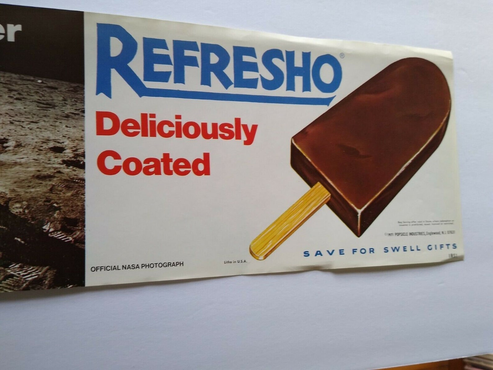 Refresho Ice Cream Bar Vintage 1971 Paper Sign With NASA - Etsy