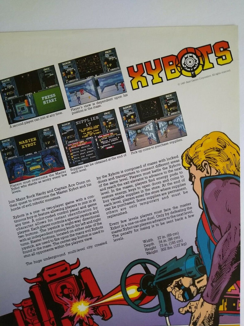 Xybots Arcade FLYER 1987 Original Video Game Space Age Robots - Etsy