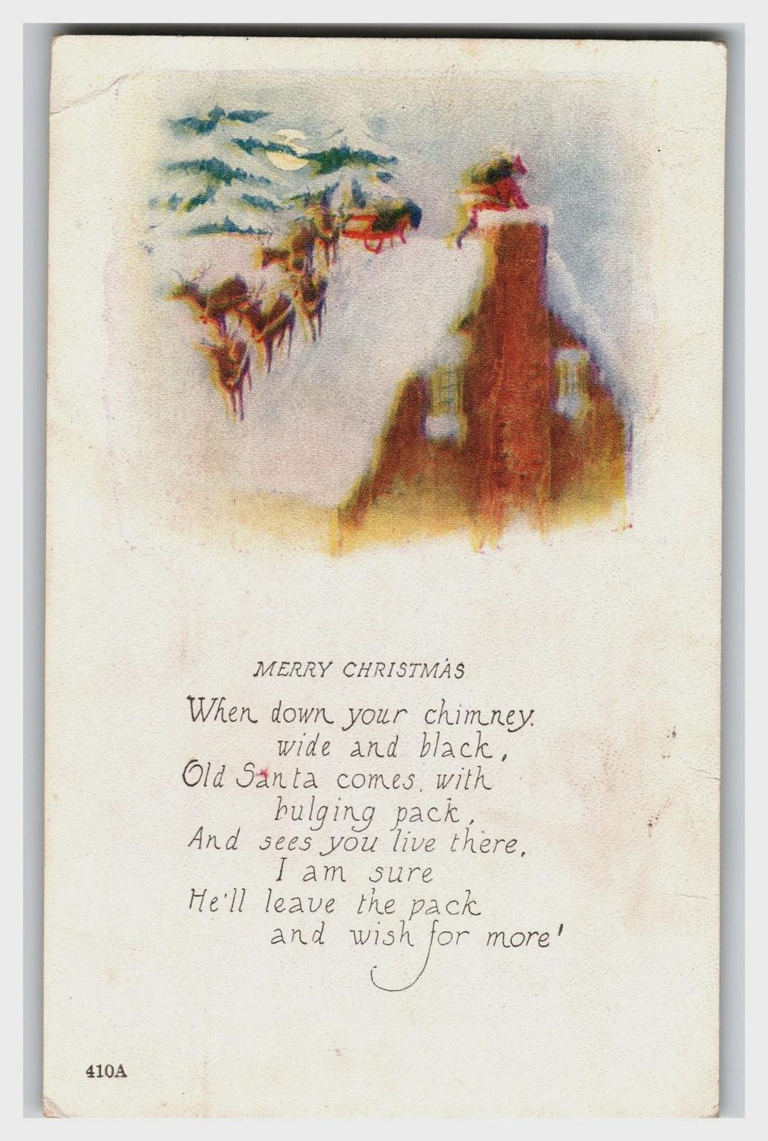 Vintage 1925 Santa Claus Christmas Postcard With Chimney Scene - Etsy