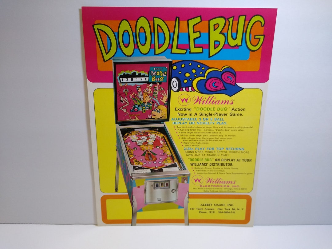 Doodle Bug Pinball Flyer 1970 Original NOS Game Mod Groovy - Etsy