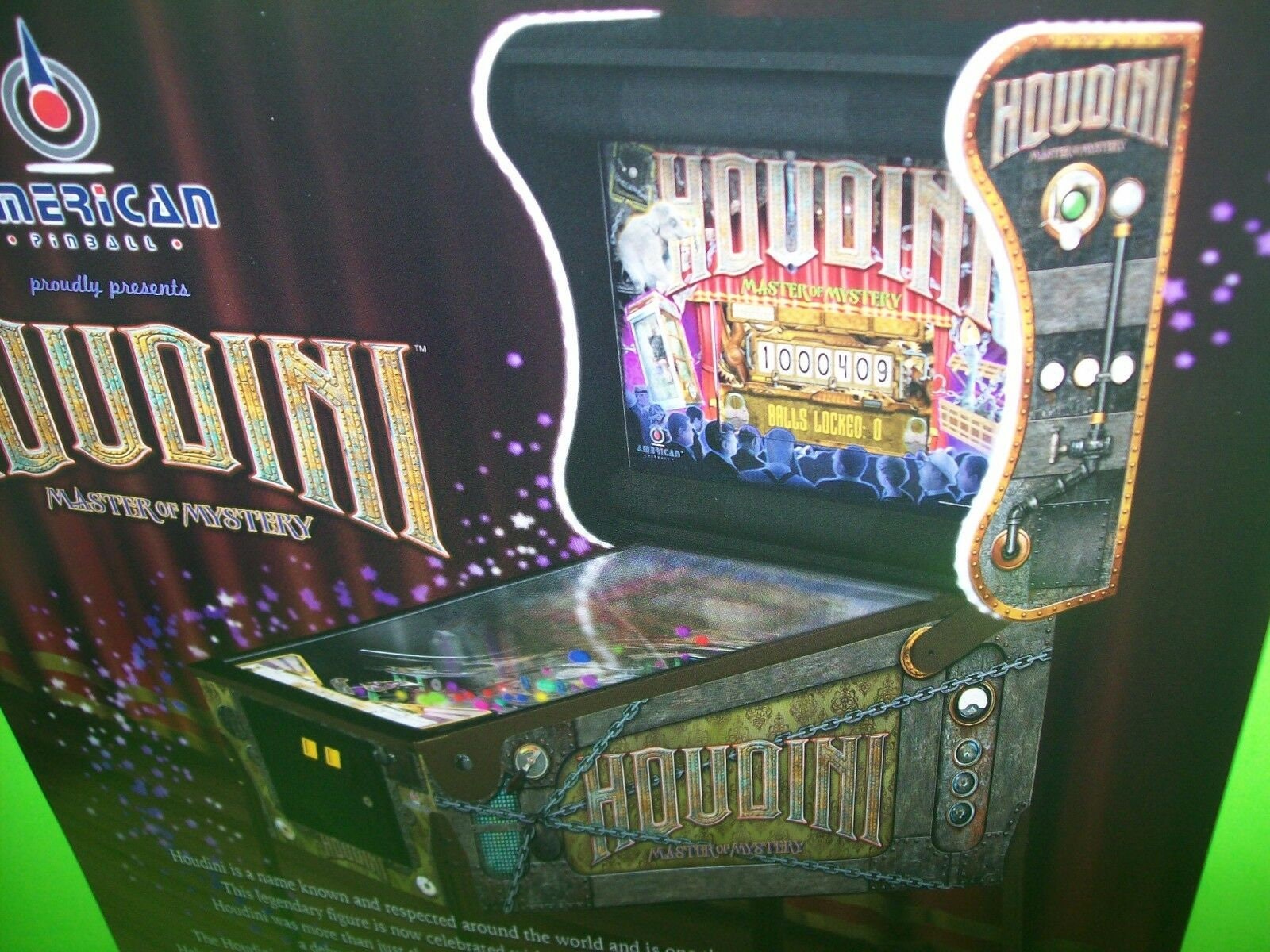 Houdini Master of Mystery Pinball FLYER Original NOS Game - Etsy