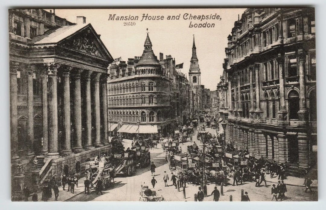Vintage Mansion House and Cheapside London Postcard Valentine's Series ...