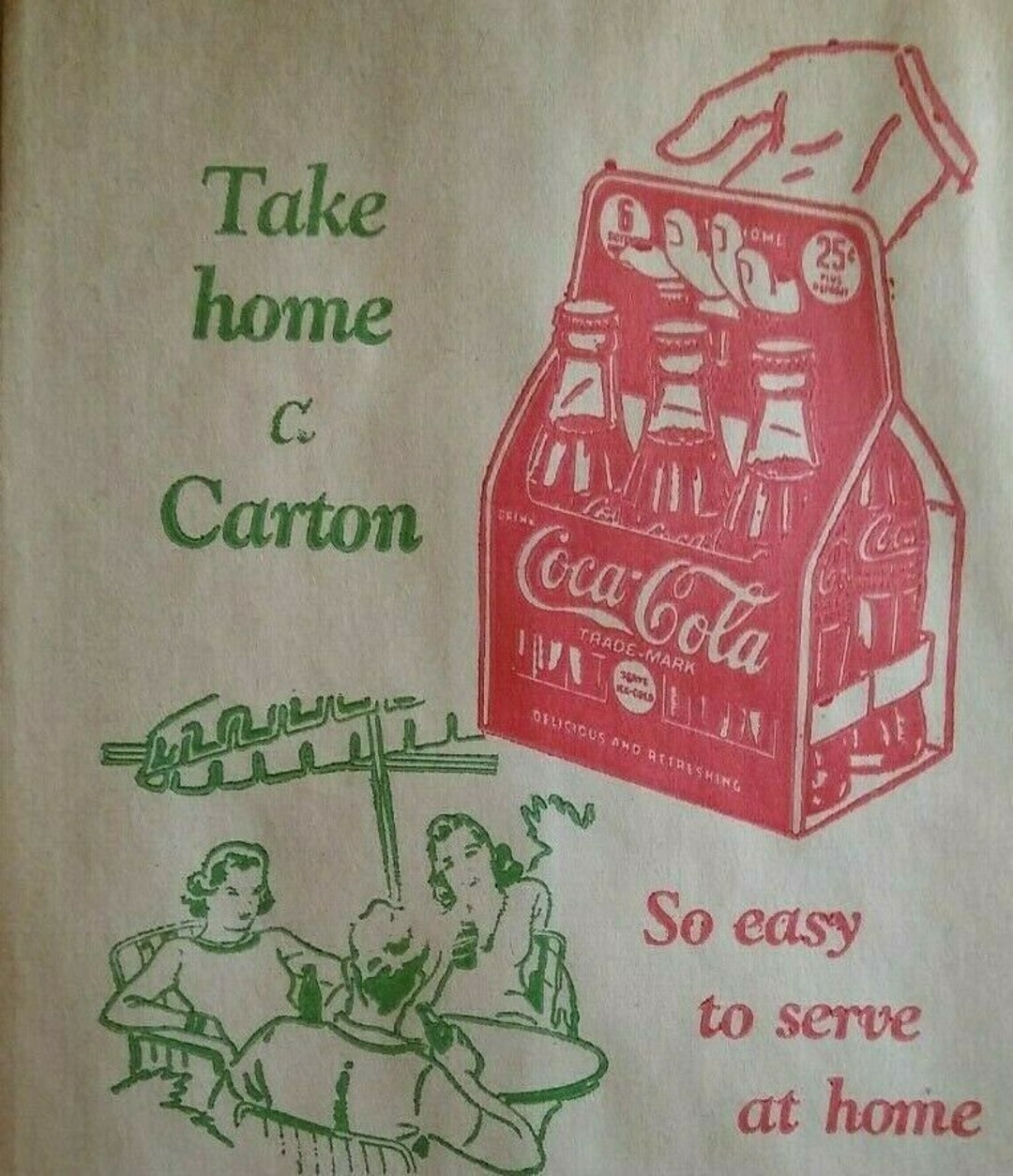 Coca-cola Soda Bottle Dry Server Bag Vintage NOS 1932 Original Shows ...