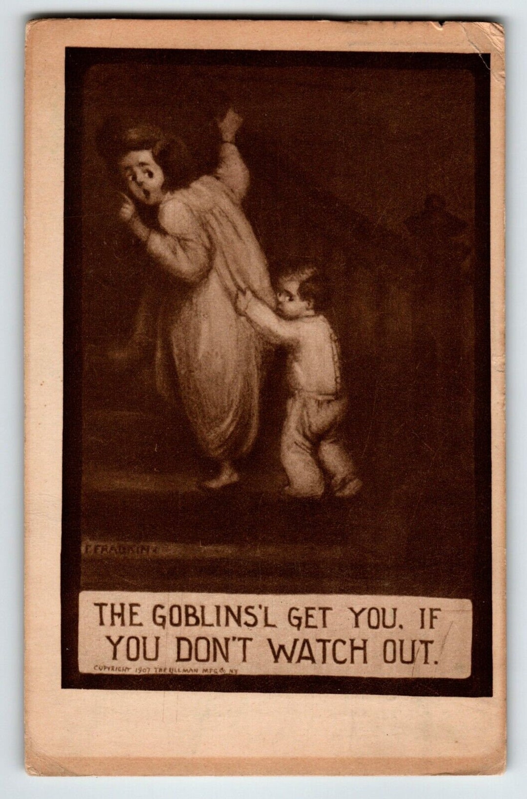 Halloween Postcard the Goblins Will Get You Children Staircase - Etsy