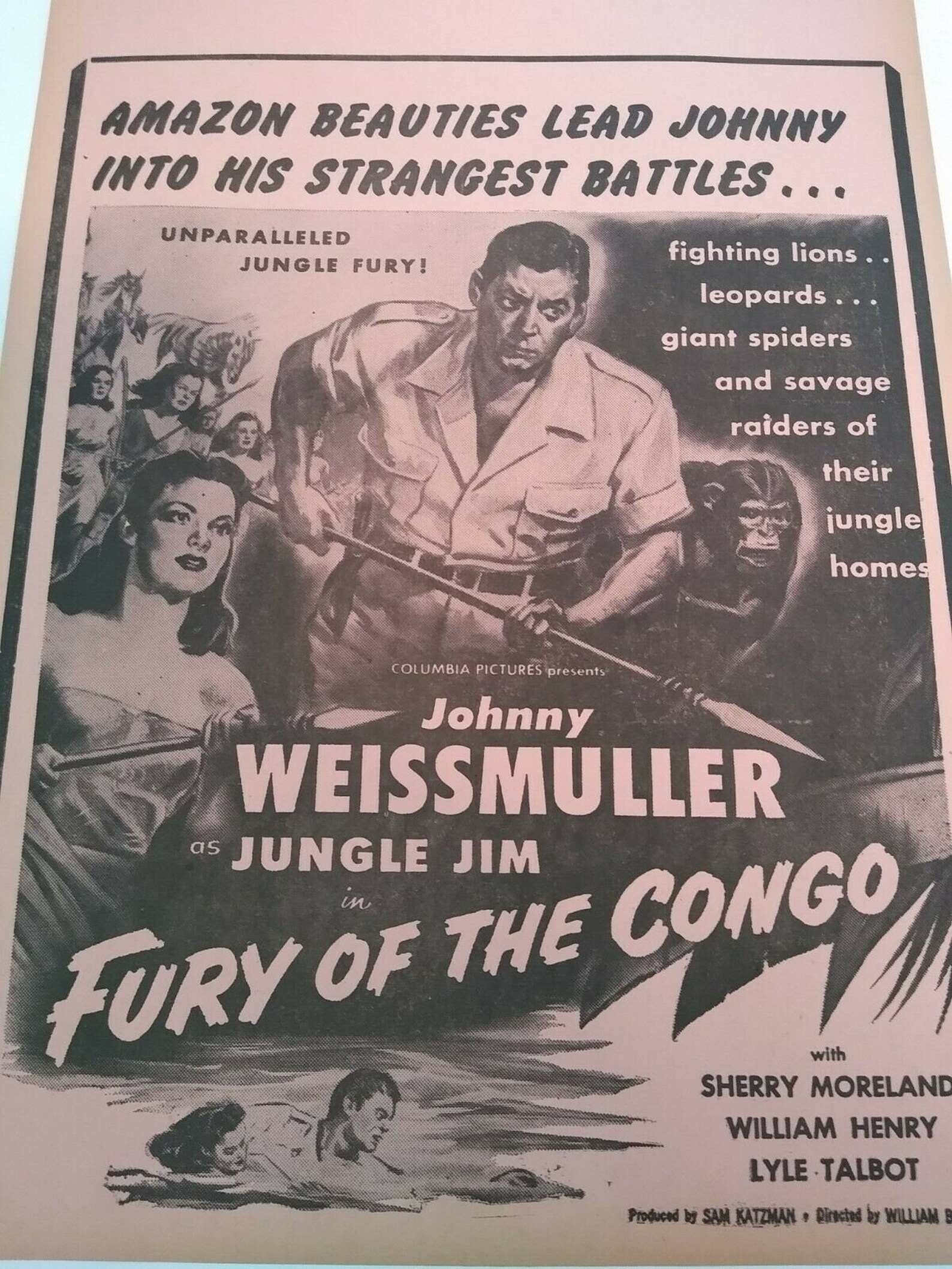 Jungle Jim Fury of the Congo Johnny Weissmuller Movie Poster - Etsy