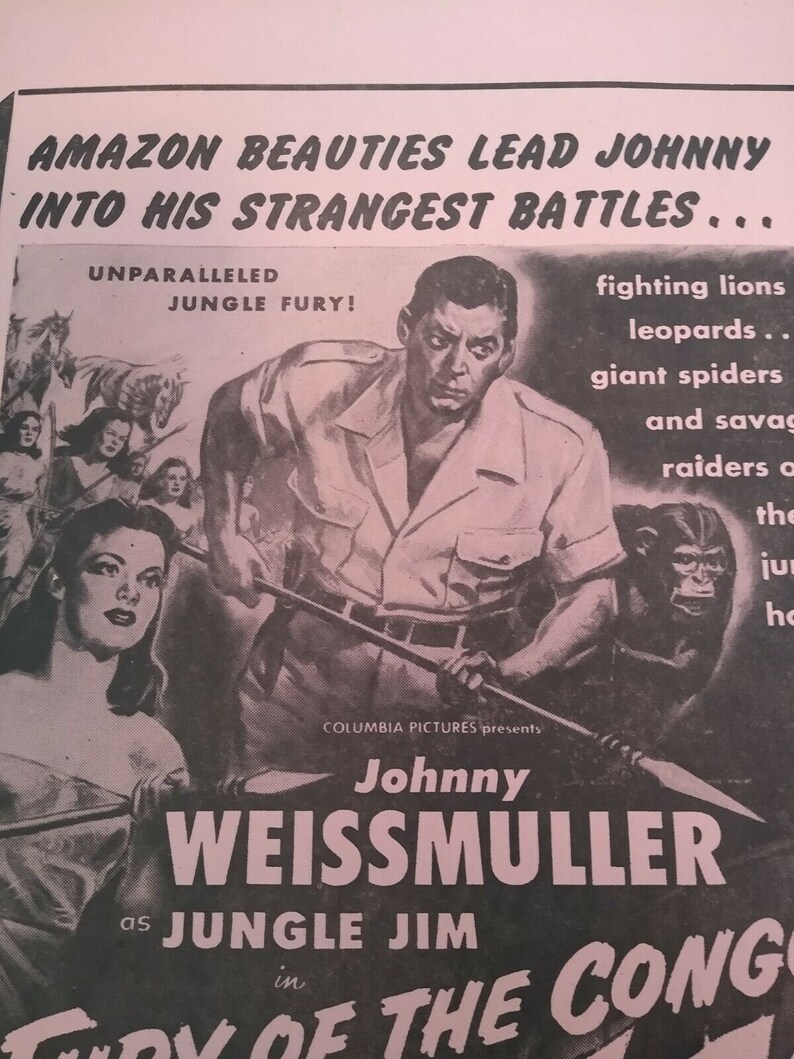 Jungle Jim Fury of the Congo Johnny Weissmuller Movie Poster - Etsy