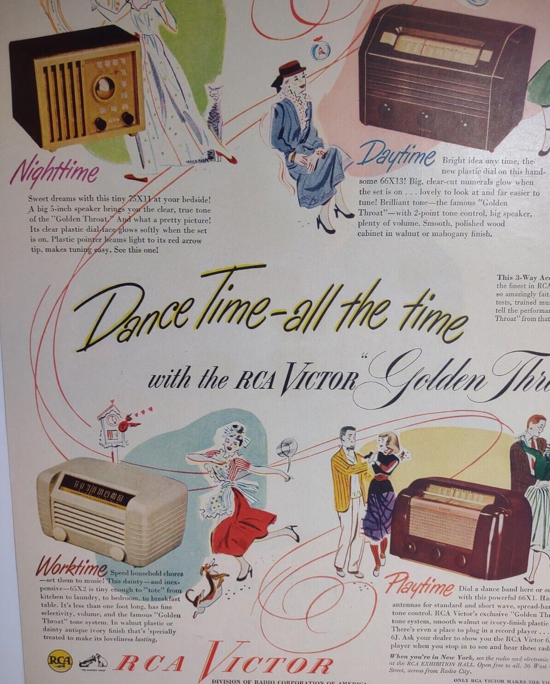 RCA Victor Radio Print AD Vintage 1948 Models 66X13 65X2 66X1 75X11 ...