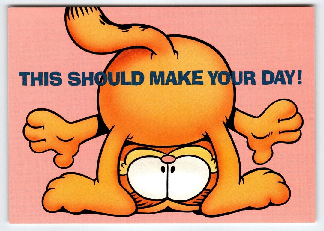 Garfield Cat Postcard Make Your Day Jim Davis 1978 Orange Tabby Kitty ...