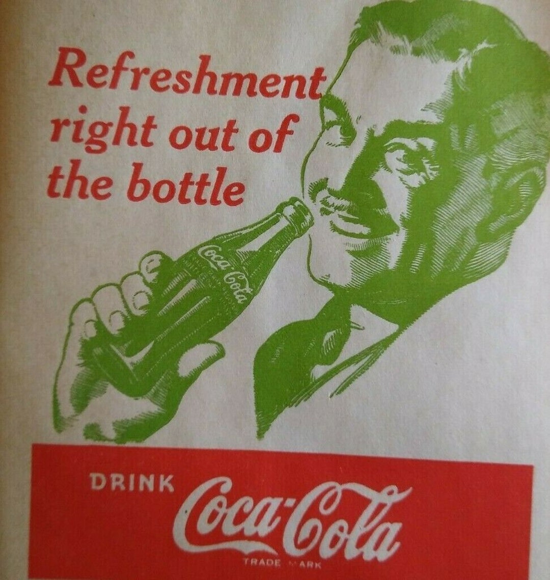 Coca-cola Soda Bottle Dry Server Paper Bag Vintage NOS 1932 Original ...