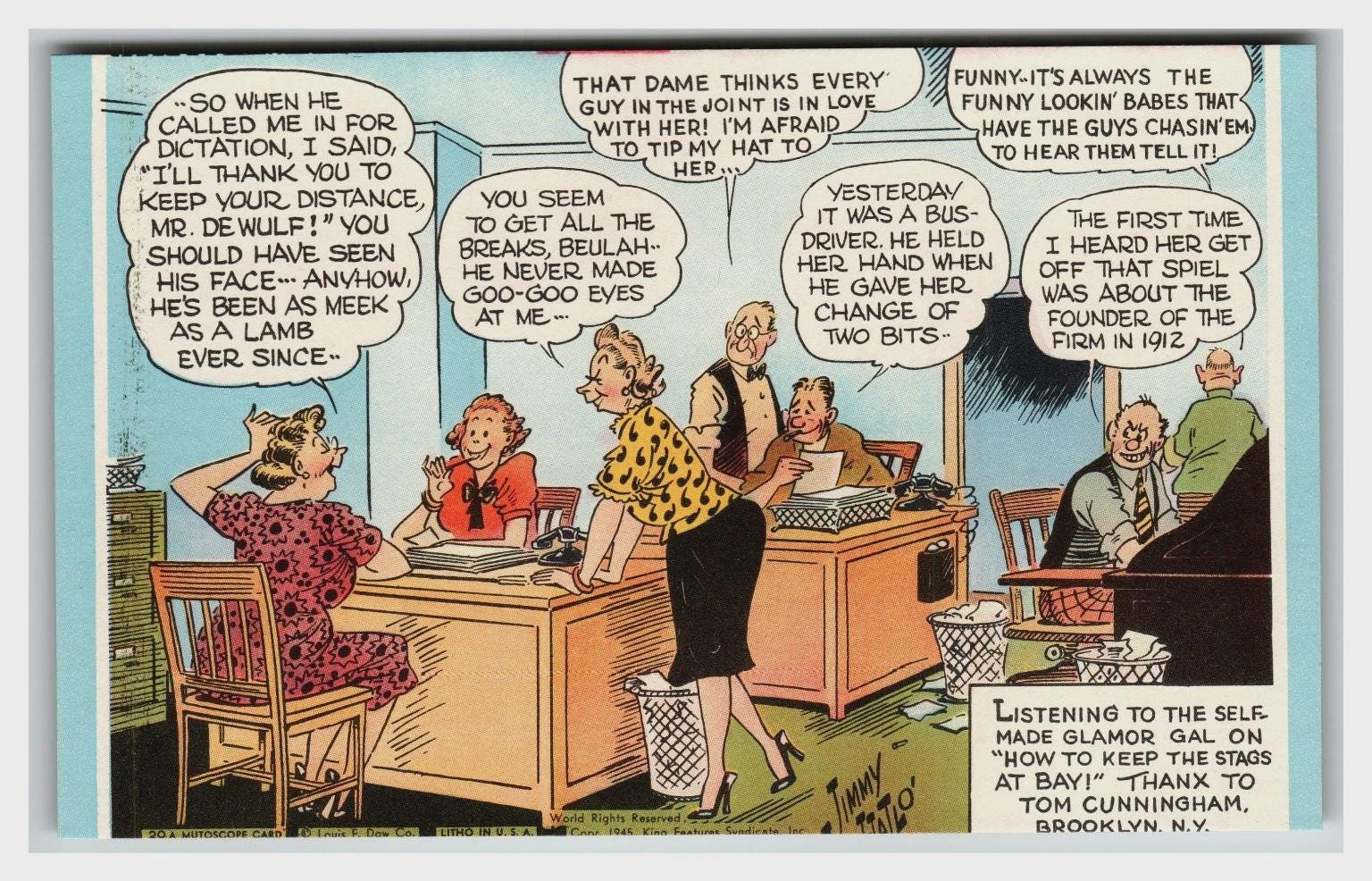 Mutoscope 1945 Jimmy Hatlo Vintage Comic Strip Card #20 - Etsy