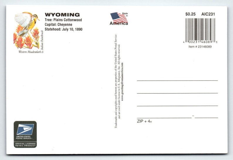 Greetings From Wyoming Large Letter Chrome Postcard USPS 2001 - Etsy