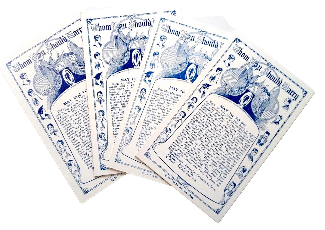 4 Exhibit Horoscope Fortune Teller Cards Whom You Should Marry 1950s ...