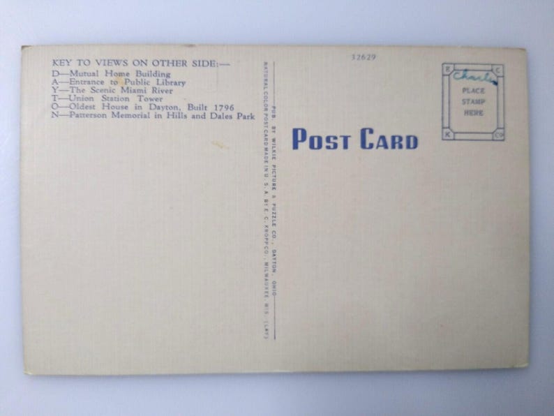 Greetings From Dayton Ohio Large Letter Linen Postcard Kropp Wright ...