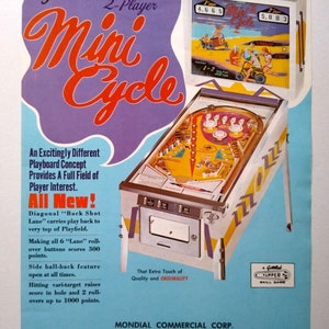 Mini Cycle Pinball Flyer Original Vintage 1970 Game Art - Etsy