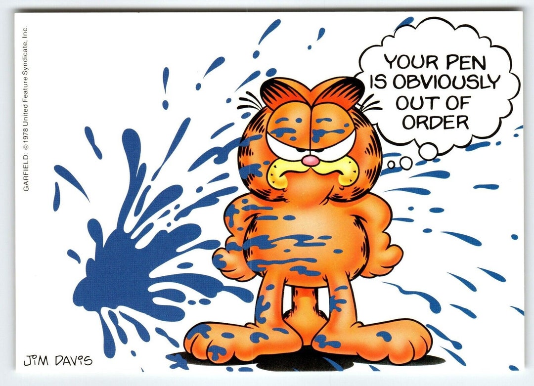Garfield Cat Postcard Ink Splatter Pen Jim Davis Comic Orange Tabby ...
