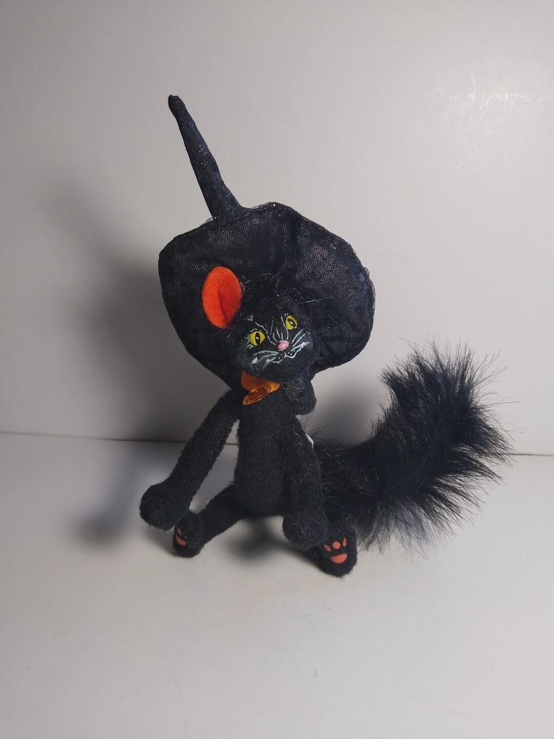 Annalee Black Cat in Decorated Witch Hat Halloween Figurine 5in Fabric ...