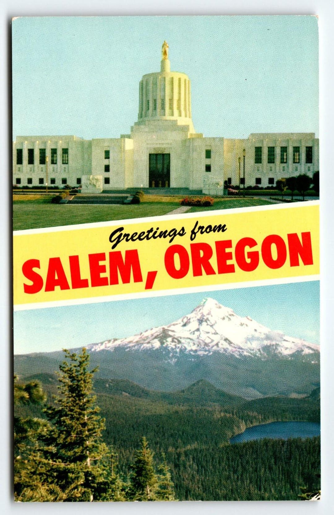 Greetings From Salem Oregon Chrome Photo Letter Postcard Vintage HS ...