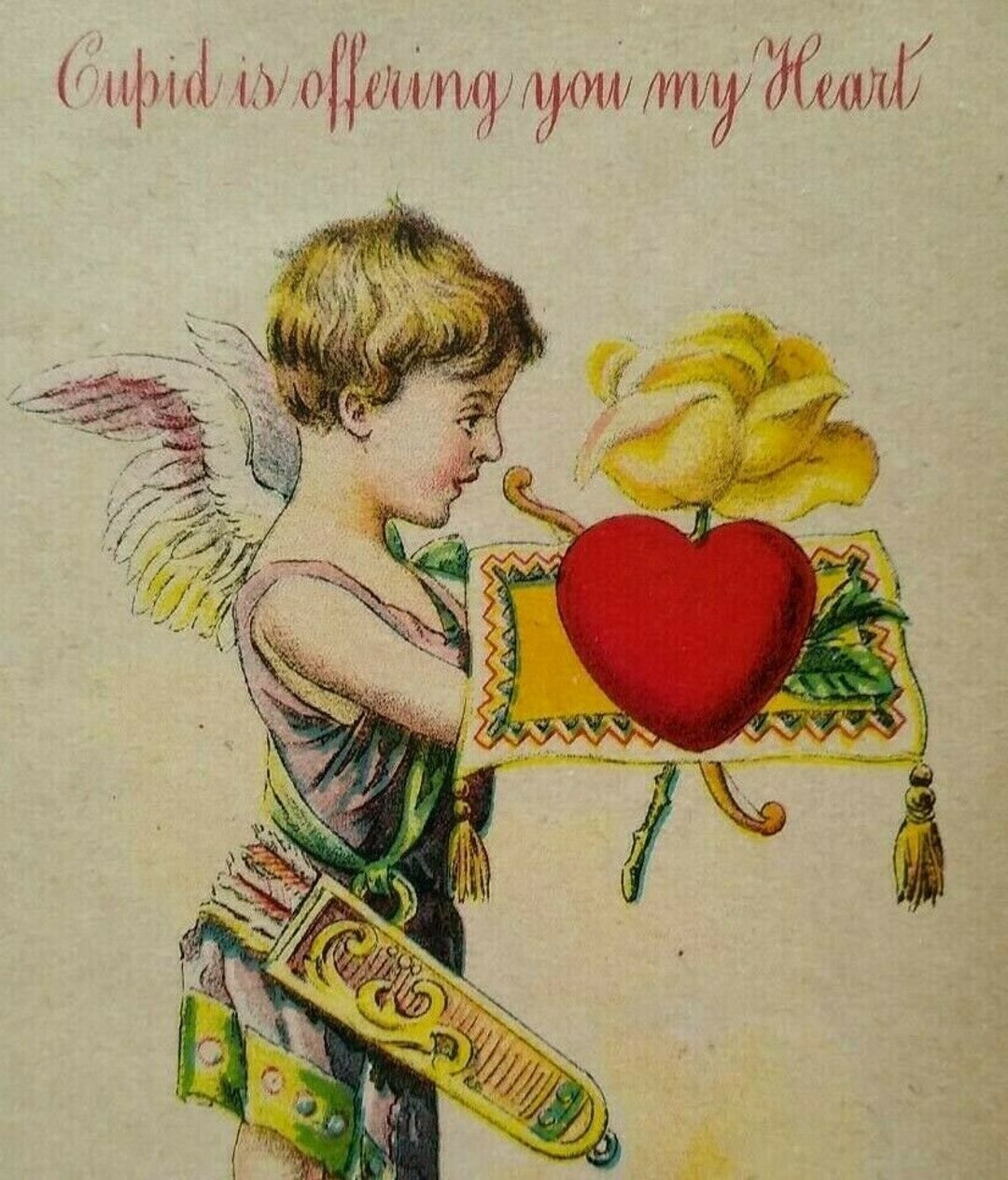 Victorian Cupid Valentines Day Postcard Series 6700 Original Vintage ...