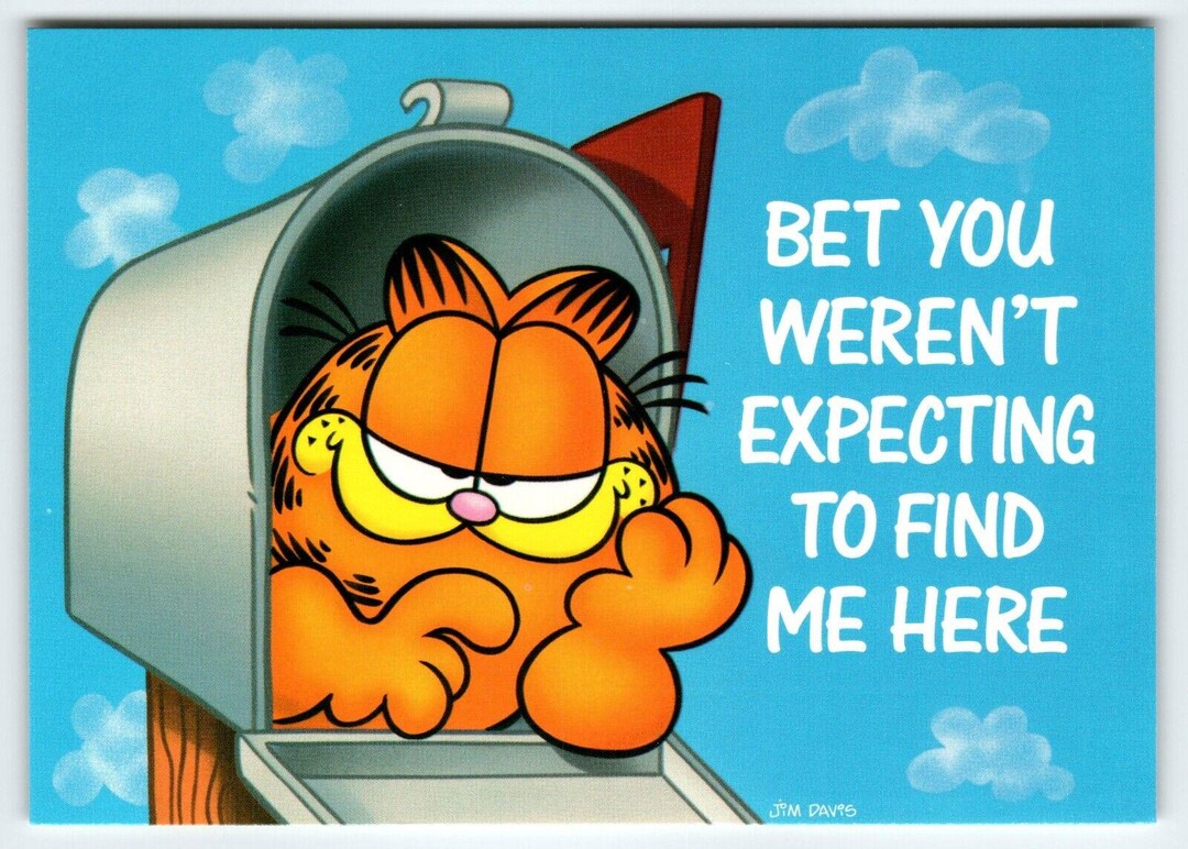 Garfield Cat Postcard Inside Mailbox Jim Davis 1978 Orange Tabby ...