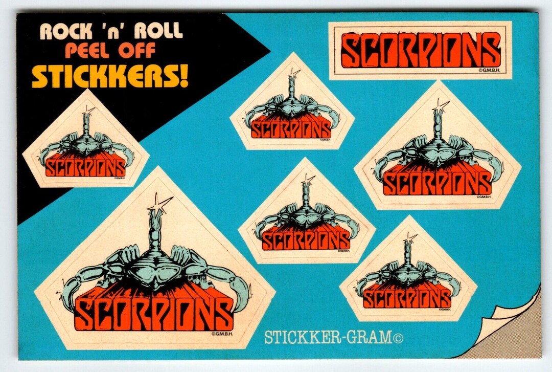 SCORPIONS Vintage Hard Rock Metal Decals 1985 on Postcard Stickker Gram ...