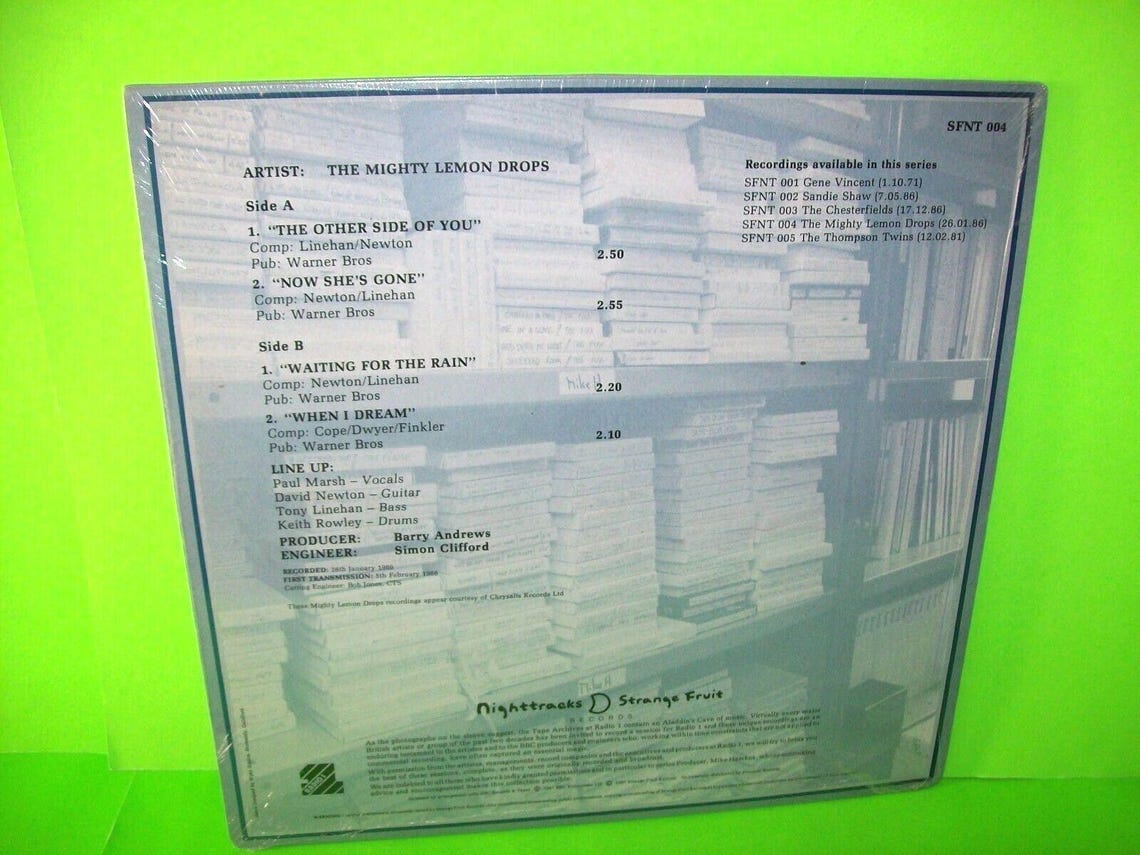 The Mighty Lemon Drops - Janice Long Session Vinyl Record EP - 1987 ...