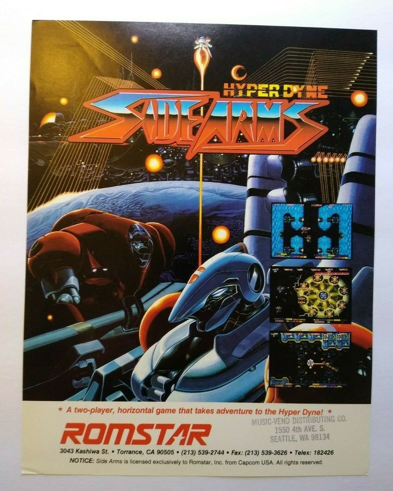 Hyper Dyne Side Arms Arcade FLYER Original 1986 Video Game Art - Etsy