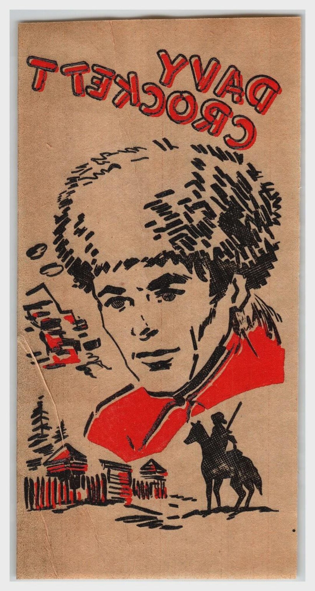 Davy Crockett Disneyana Vintage Iron on Decal S Red Black 1950's ...