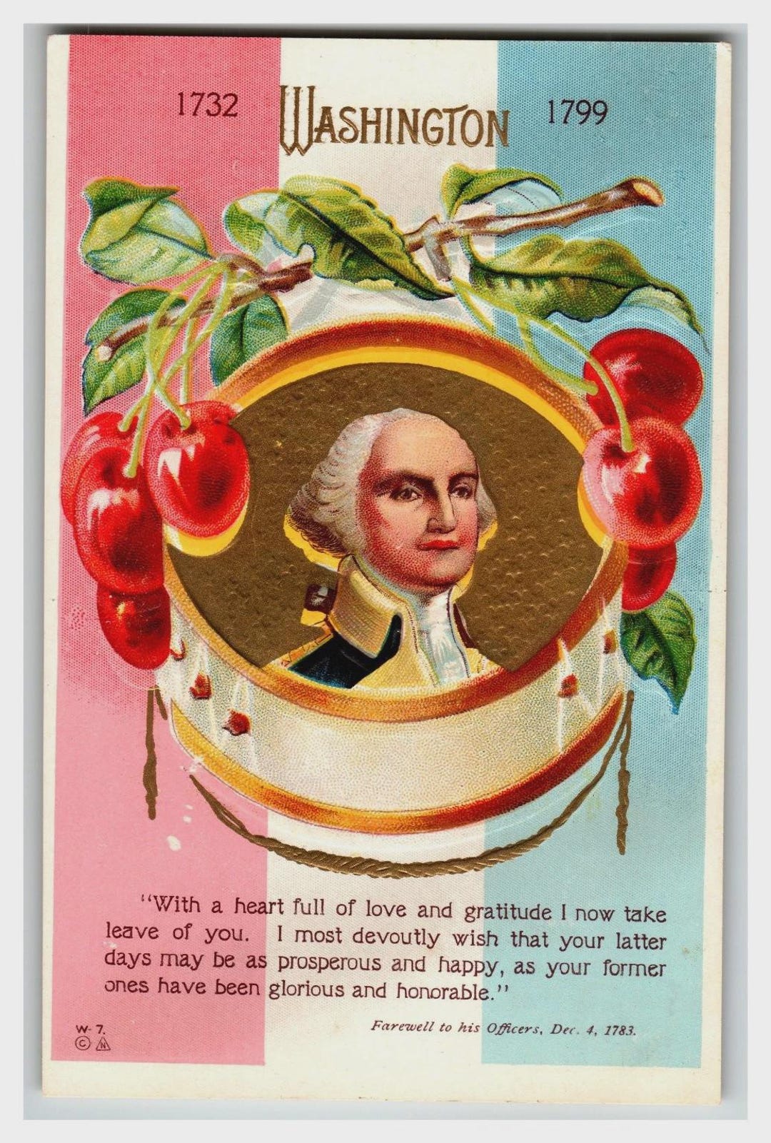 George Washington Cherry Tree Embossed Postcard E. Nash 1732-1799 ...