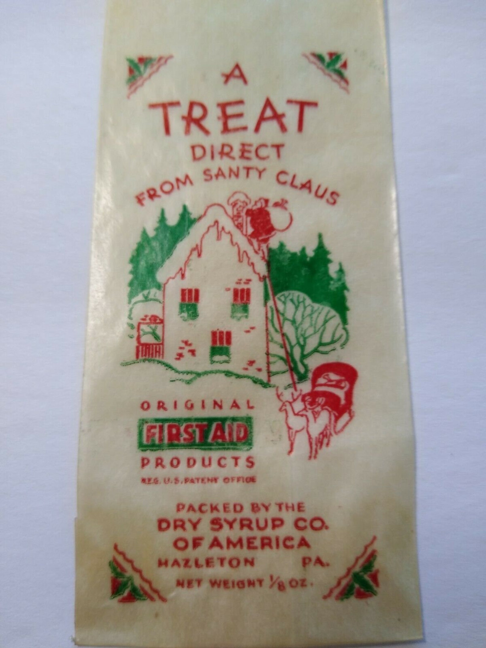 Vintage Santa Claus Christmas Treat Bag Glassine Give Away Candy Small ...