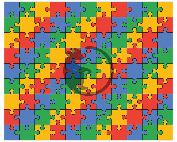 Red Gree Yellow and Blue Puzzle Digital Paper Instant | Etsy