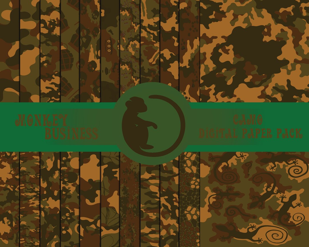 Digital Paper Pack, Scrapbook Papers, Military Seamless Patterns ...