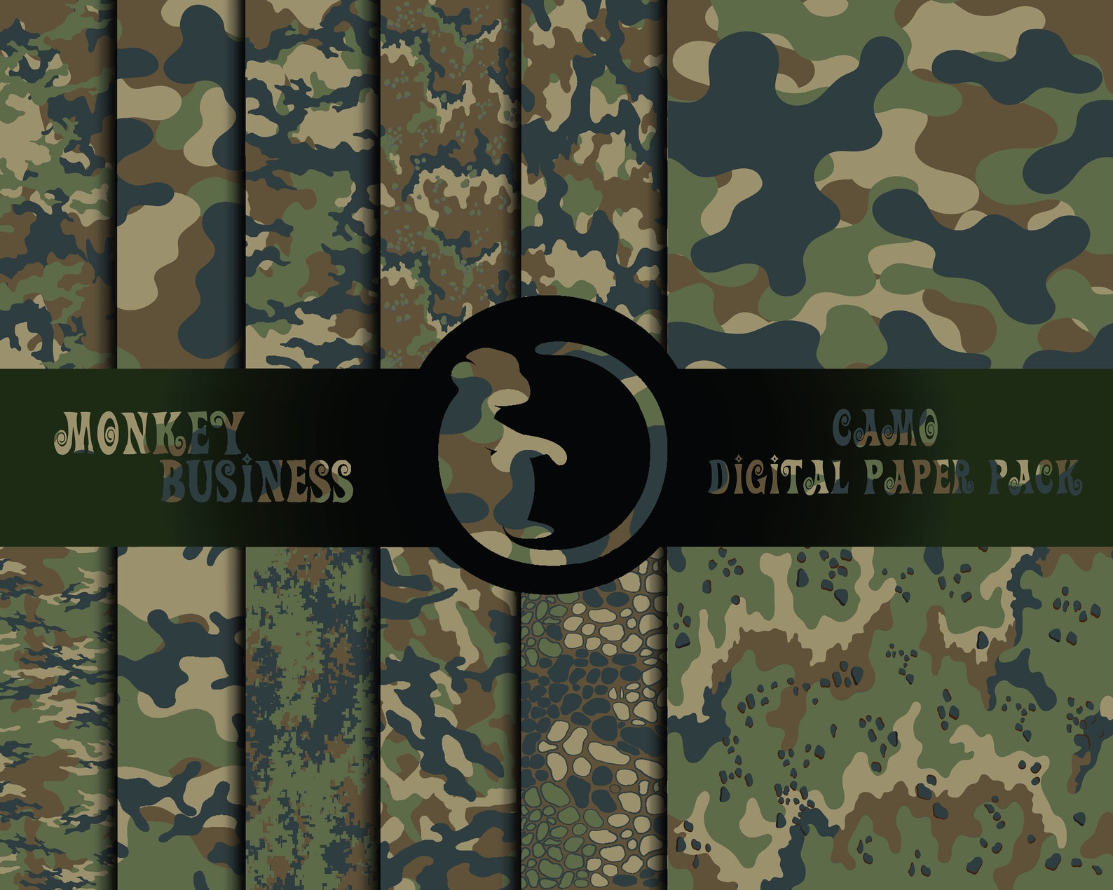 Camo Print Army Digital Paper Pack Scrapbook Papers Instant - Etsy