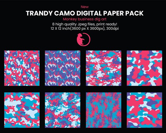 Repeating Camo Patterns Camouflage Digital Paper Pack Print | Etsy