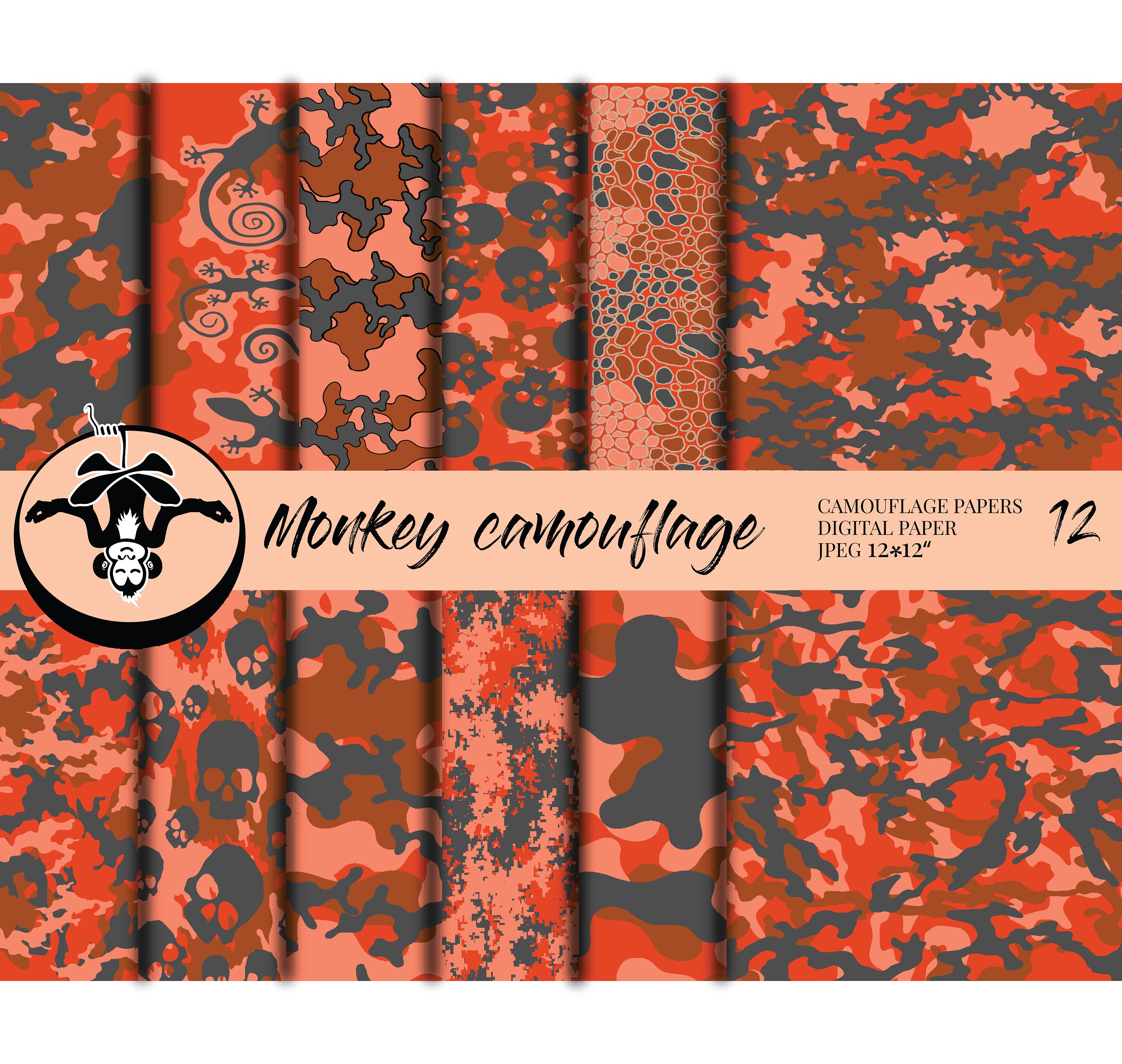 Orange Digital Camo Pattern