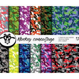 Colorful Camo Textures, Jpg Files Instant Download, Scrapbook Papers ...