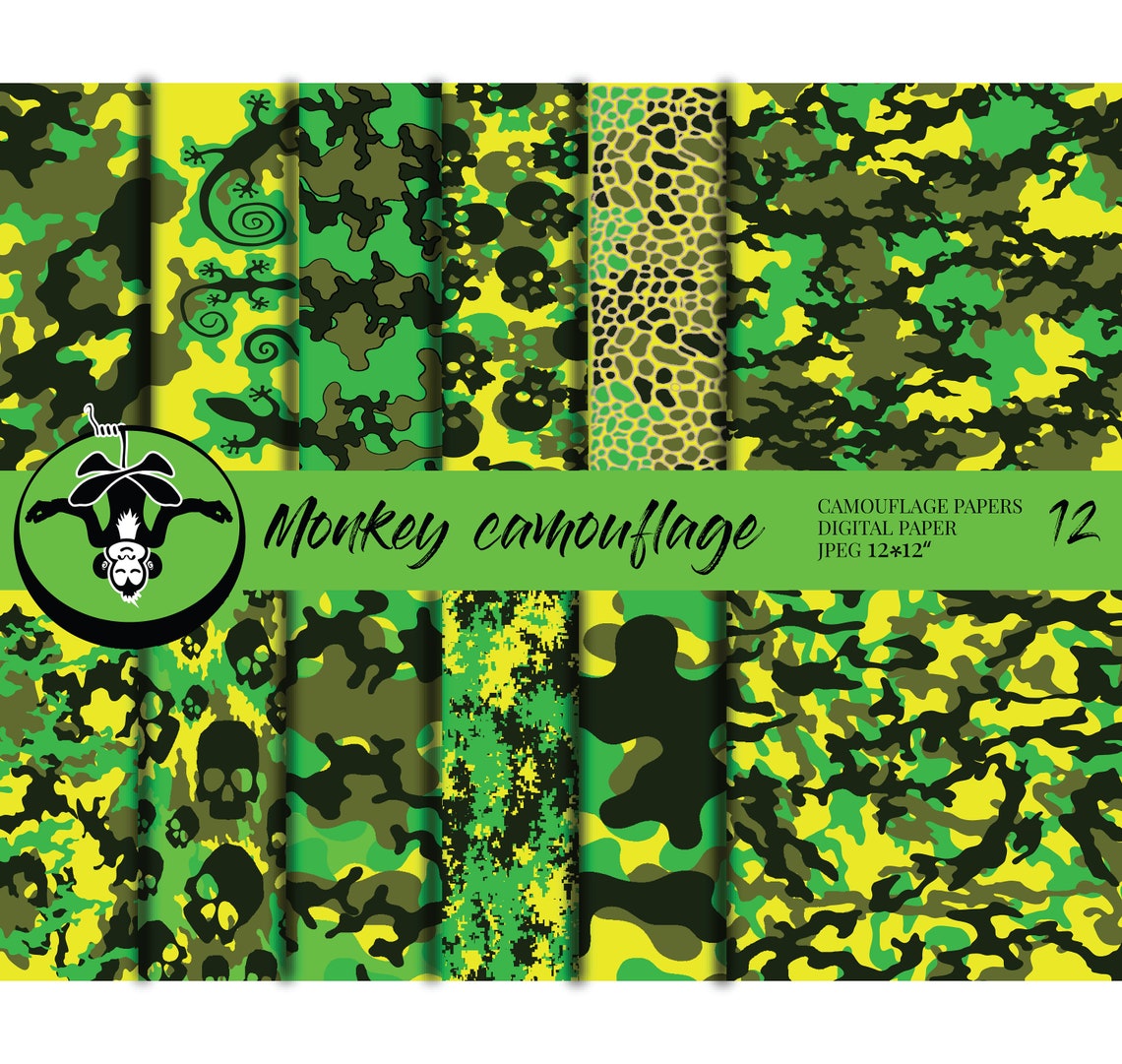 Camo Digital Papers. 12 JPG Files, Abstract Camouflage Patterns ...