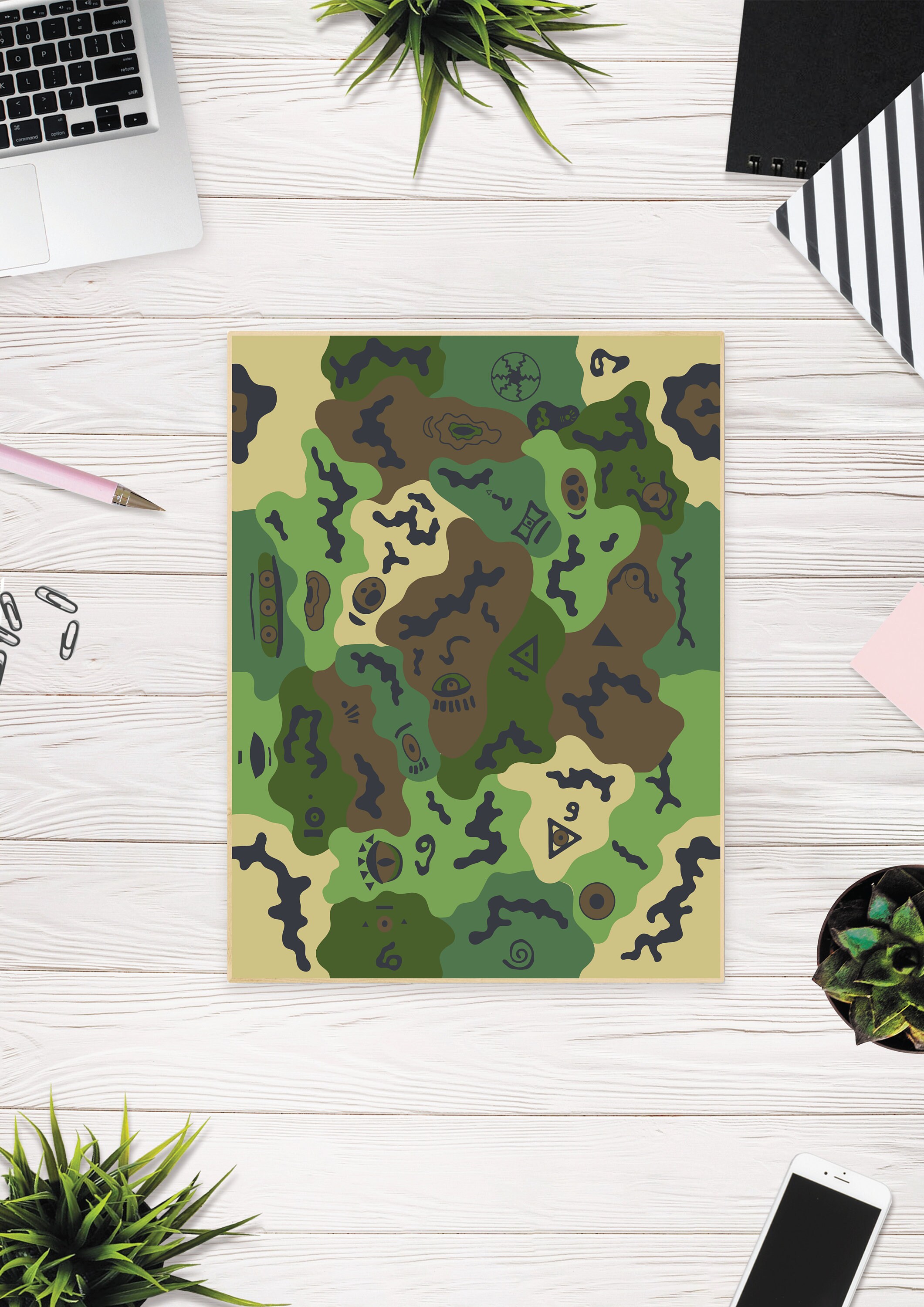 Camo Design With Abstract Faces.unique Camo Print by Monkey Camouflage ...