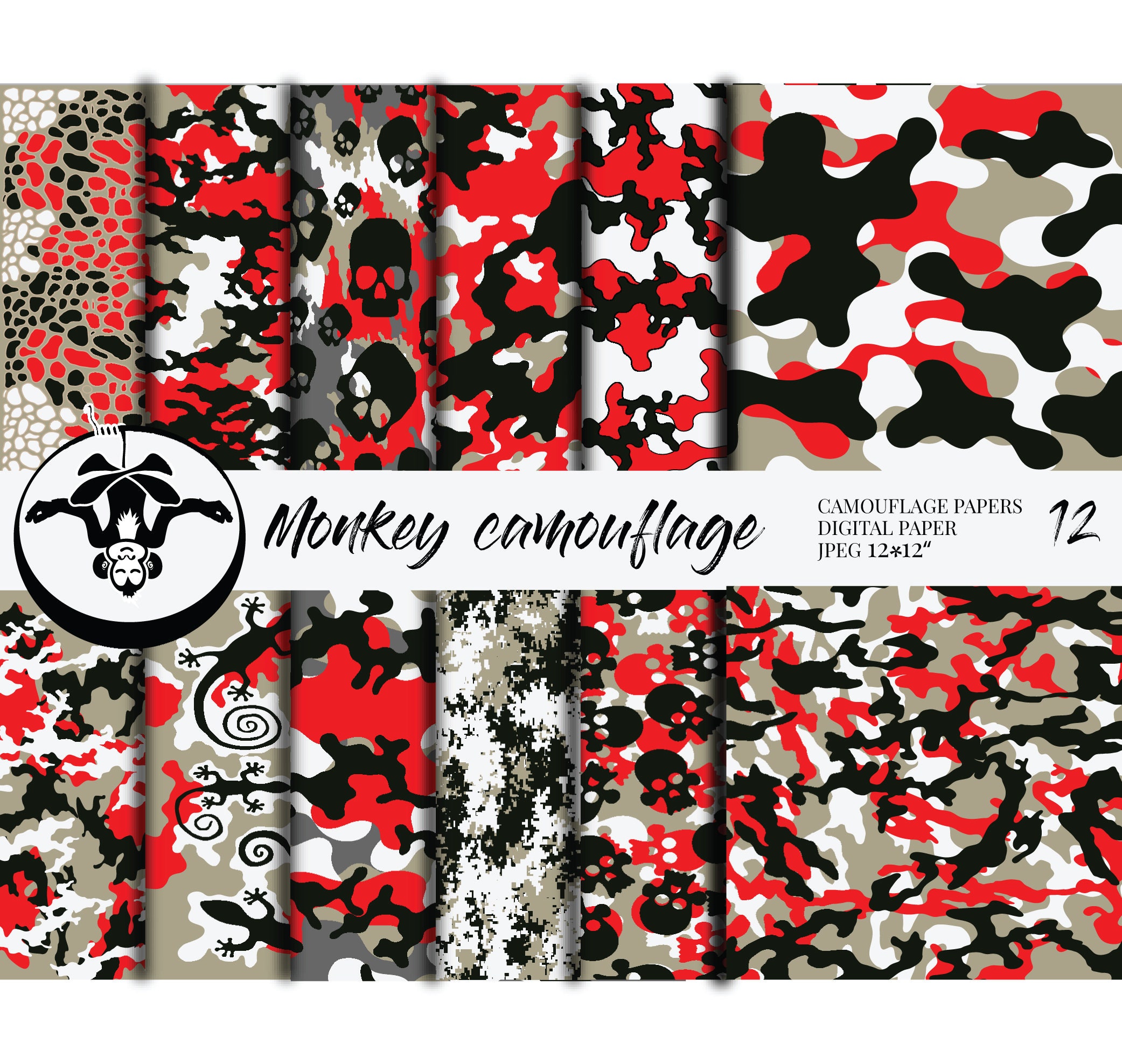 Set of 12 Camouflage Digital Papers.military Design.abstract - Etsy